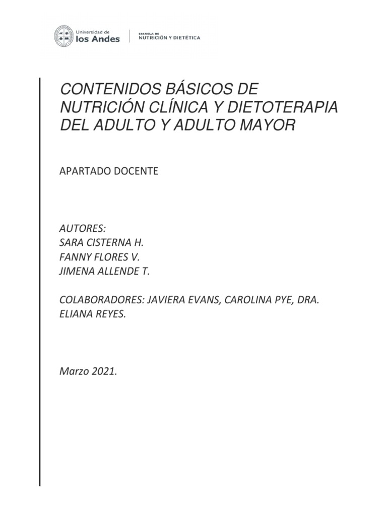 Nutrición clínica y dietoterapia para adultos y adultos mayores: Contenidos básicos para ...