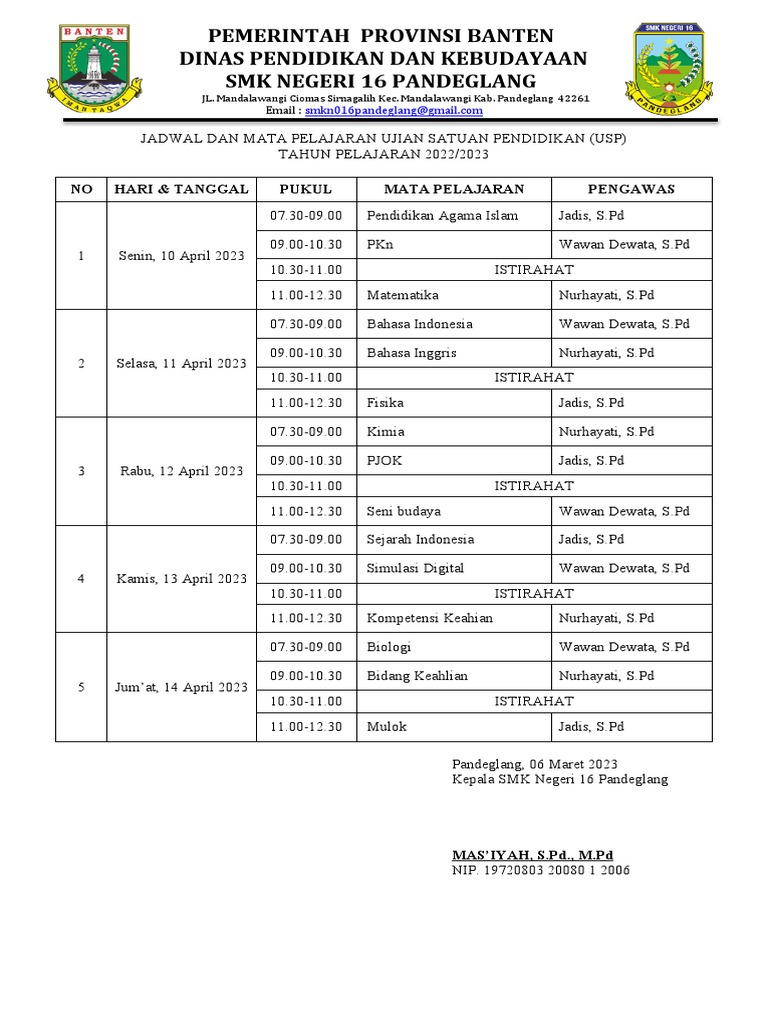 JADWAL USP | PDF