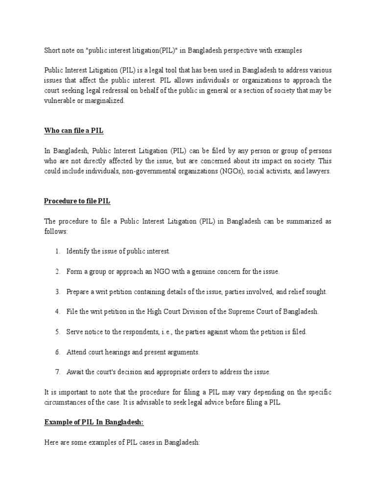 Who Can File A Pil Pdf Government Public Law