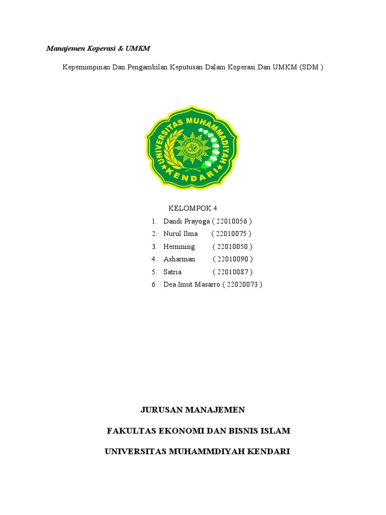 Kelompok 4 Manajemen Koperasi Dan UMKM | PDF