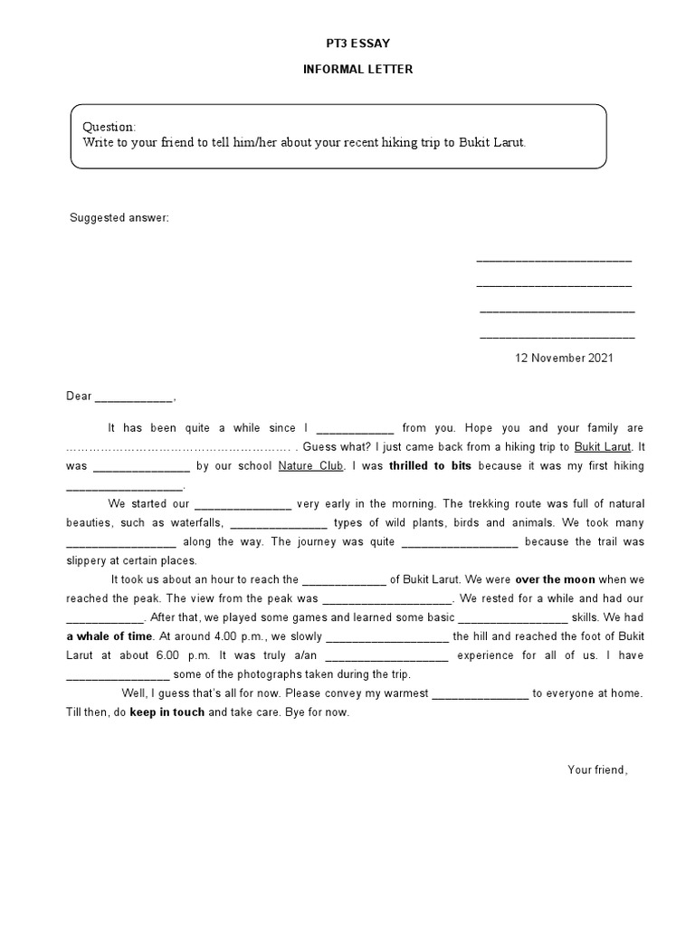 A - INFORMAL LETTER - Hiking Trip | PDF