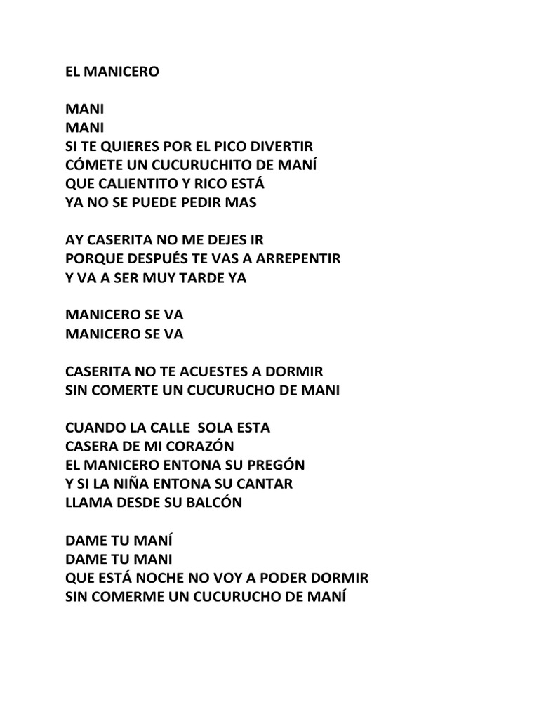 El Manicero Letra | PDF