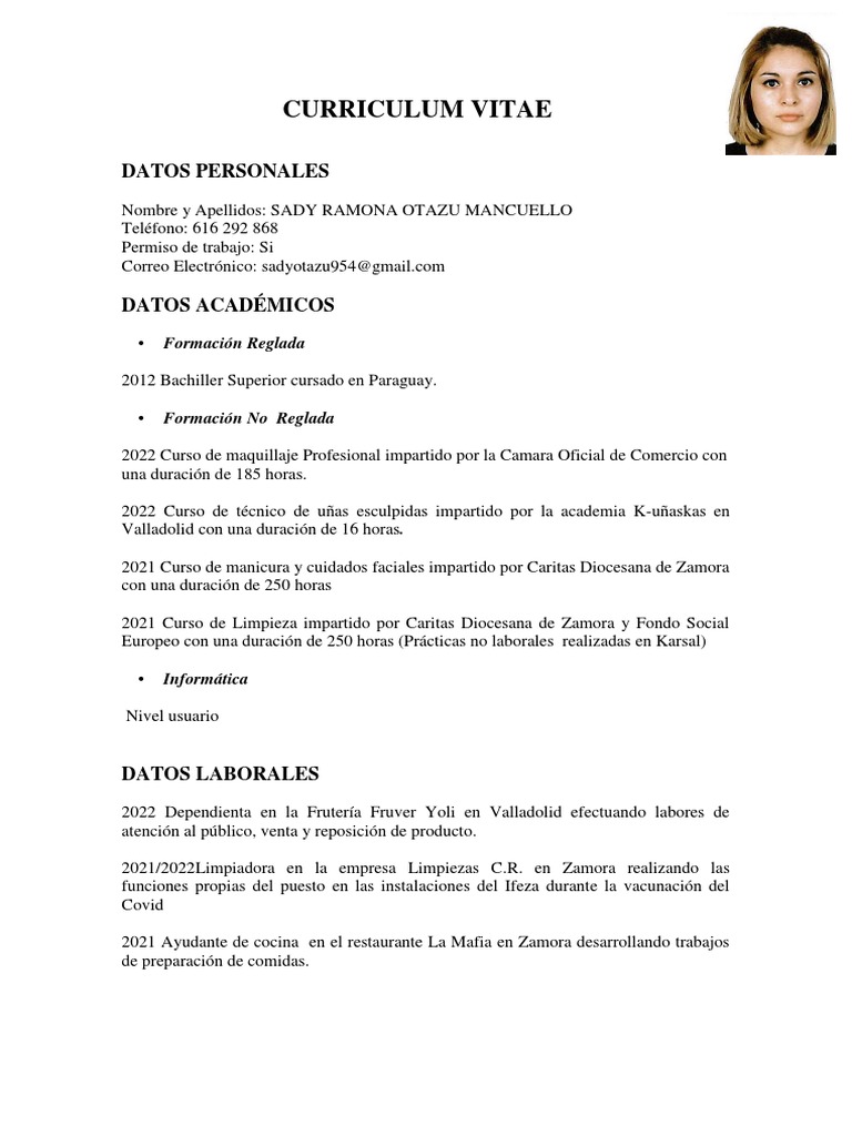 Curriculum Vitae: Datos Personales | PDF
