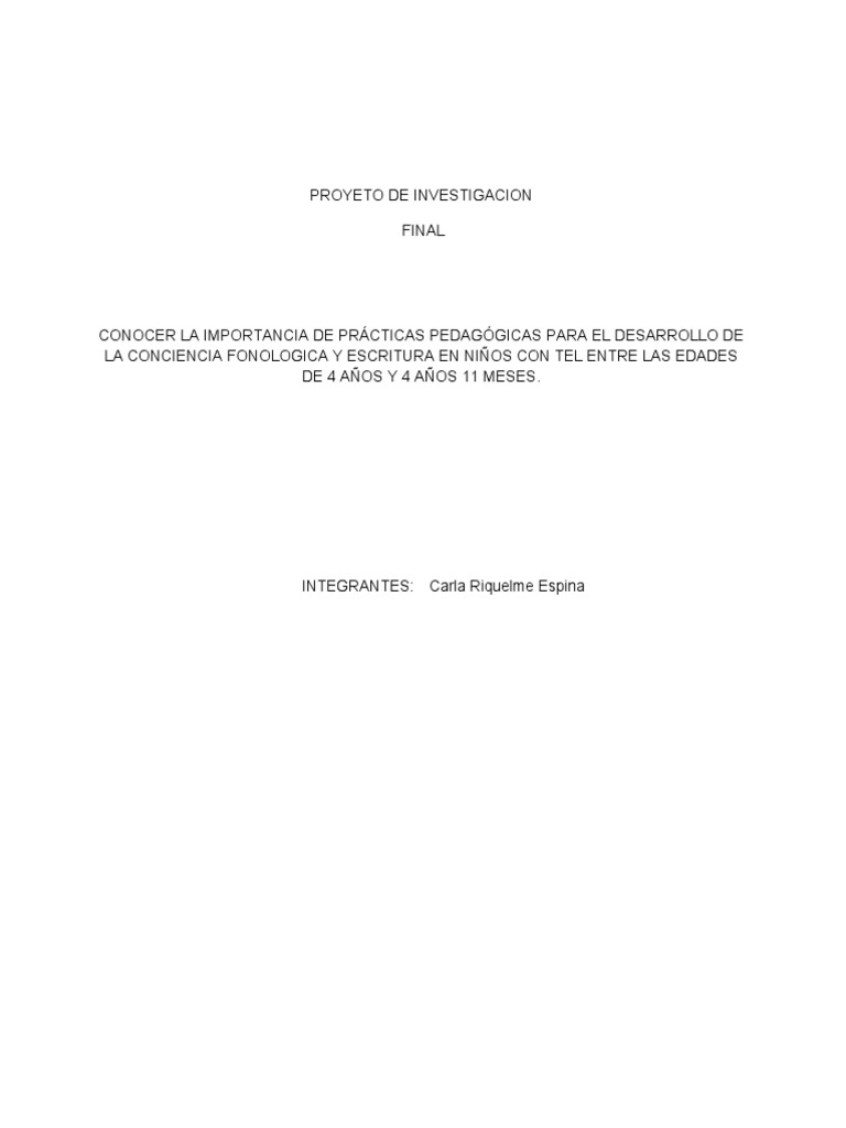 Proyecto Final Iplacex Carla Riquelme | PDF | Aprendizaje | Educación de la primera infancia