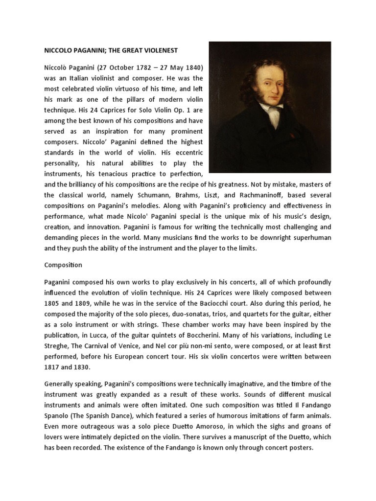 NICCOLO PAGANIN-WPS Office | PDF | Classical Music | Musical Compositions