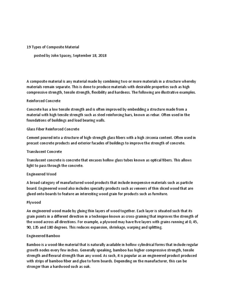 19 Types of Composite Material | PDF | Composite Material | Concrete