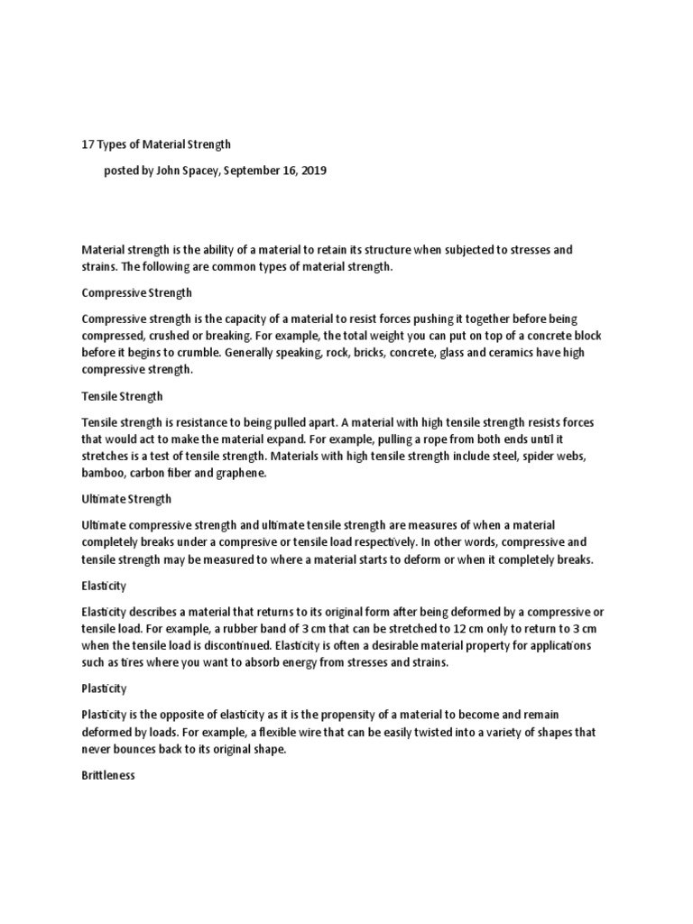 17 Types of Material Strength | Download Free PDF | Strength Of ...