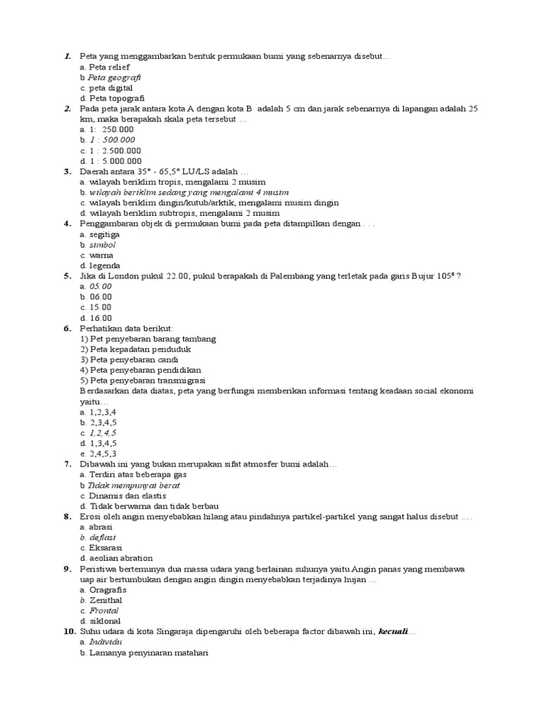 Soal Olimpiade IPS SD 2019 | PDF