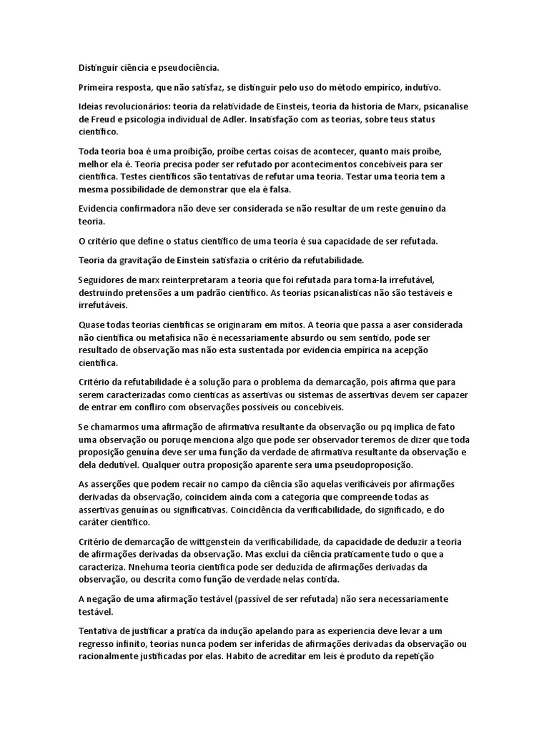 Fichamento - Conjecturas e Refutações | PDF | Science | Teoria