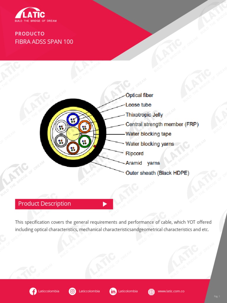 Fibra Adss Span 100 | PDF | Optical Fiber | Telecommunications