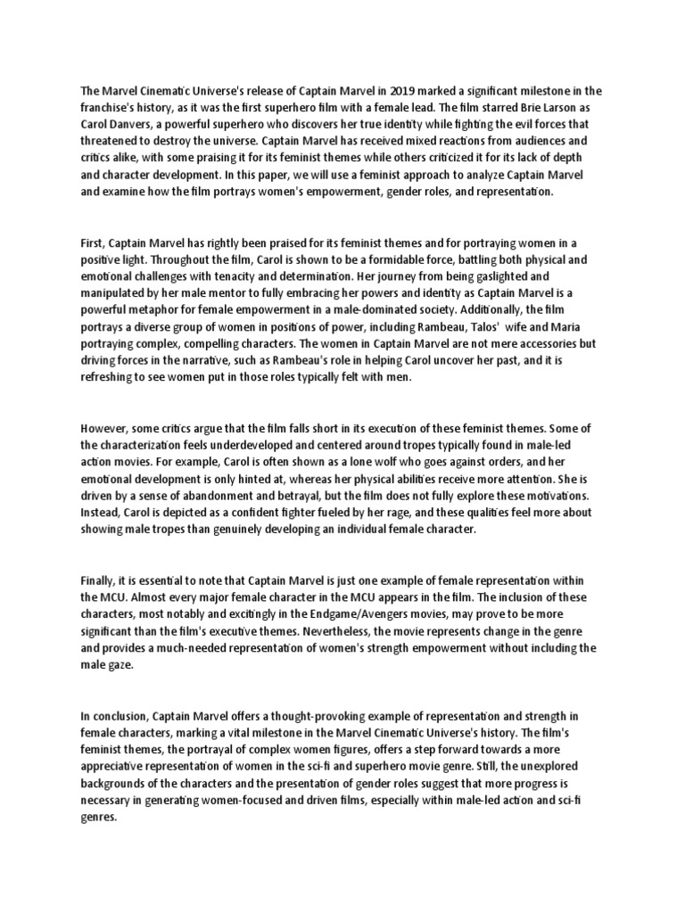 Feminist Analysis Of Captain Marvel Pdf 8123