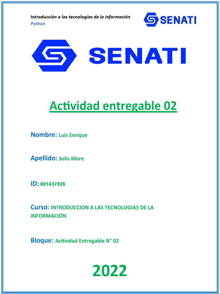 Actividad Entregable 02.docxSOLIS MORE LUIS ENRIQUE EJERCICIOS | PDF ...