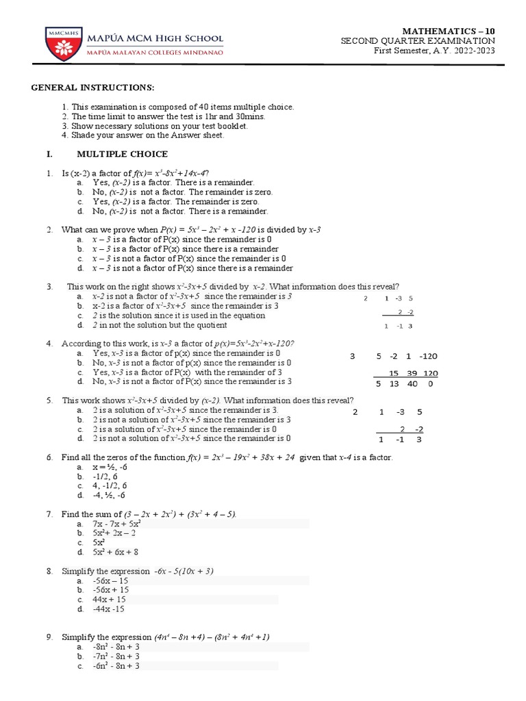 G10-TQ Q2 - MATH - Final | PDF | Circle | Trigonometric Functions