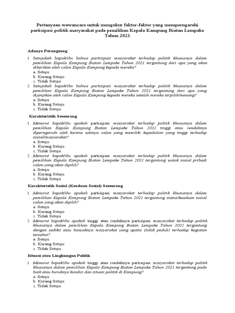 Pertanyaan Kuesioner atau Angket Skripsi Riski | PDF