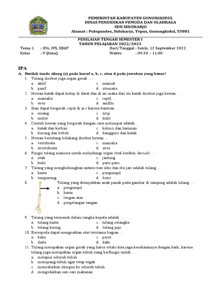 SOAL PTS TEMA 1 (IPA IPS SBDP) KELAS 5 | PDF