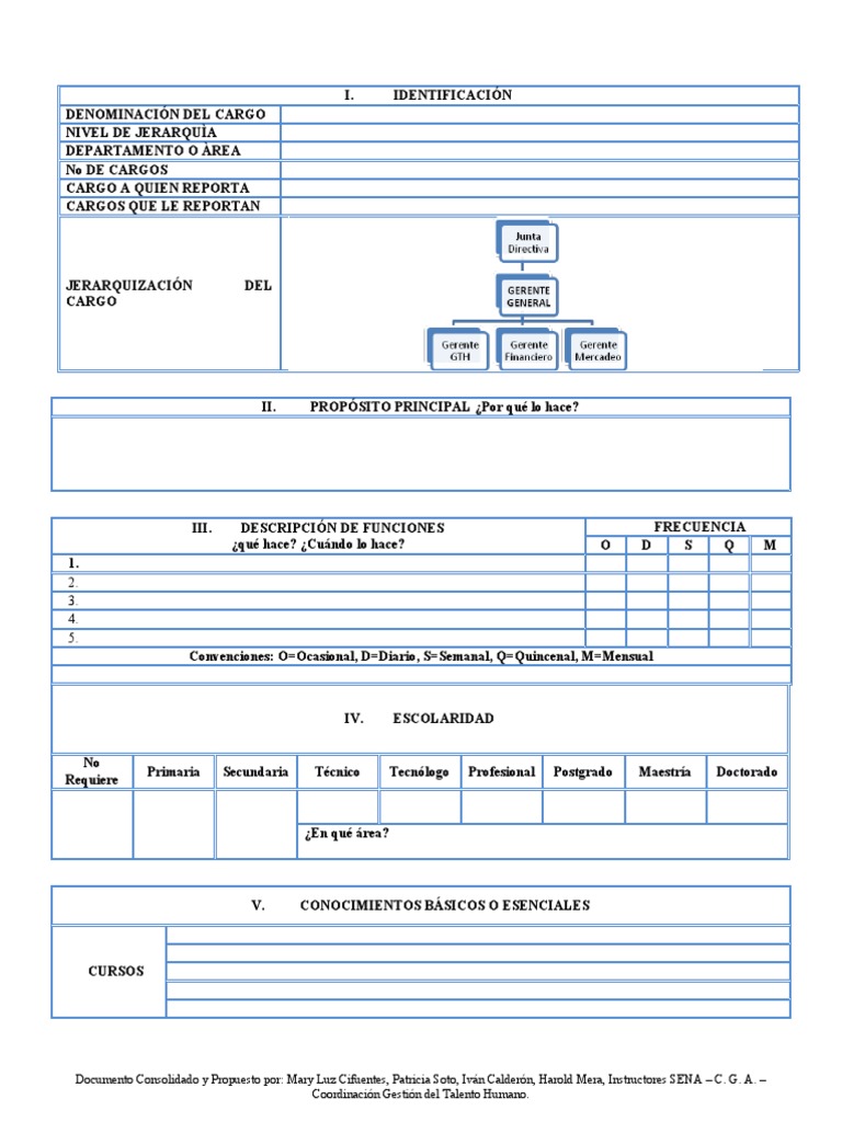 Formato Analisis y Descripcion de Cargos | PDF