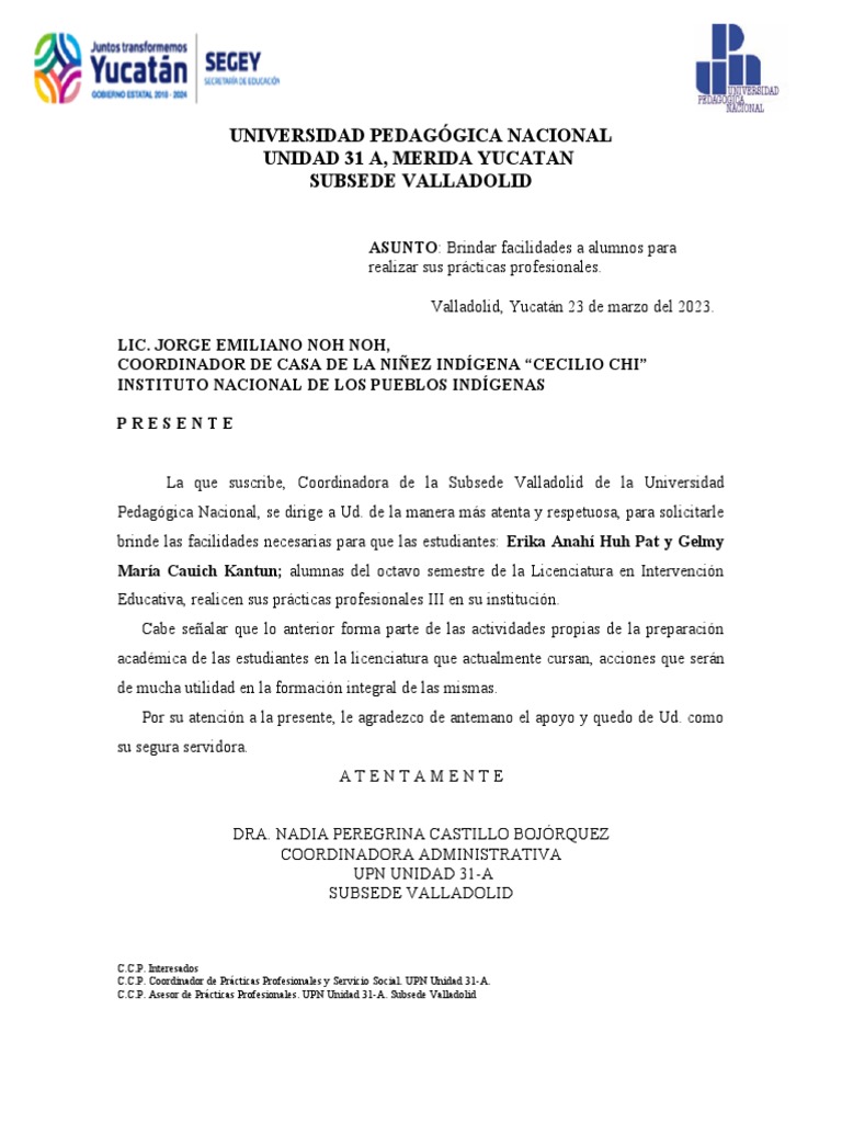 8 Modelo de Solicitud para Prácticas Profesionales | PDF