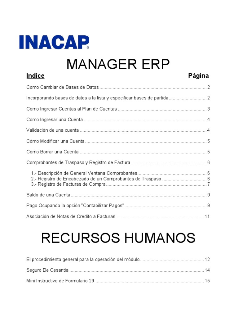 Manual de Uso del ERP Manager PDF | PDF | Point and Click | Contabilidad
