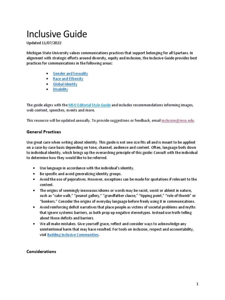 MSU Inclusive Guide | PDF | Lgbt | LGBTQIA+ Studies