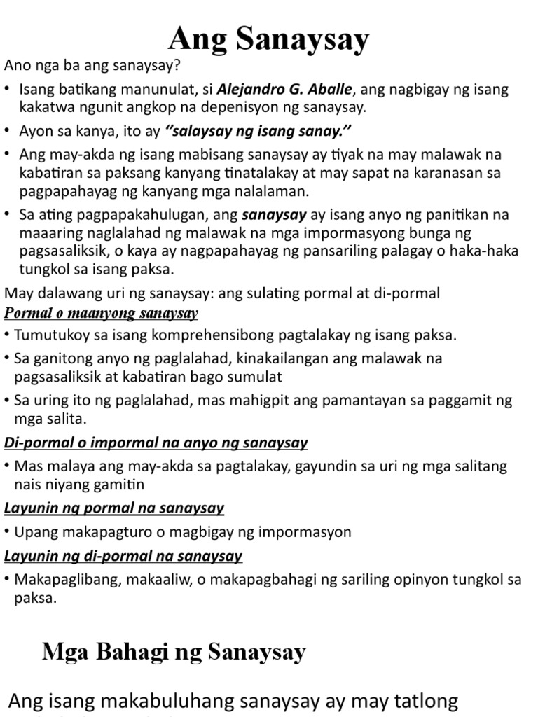 Ang Sanaysay | PDF