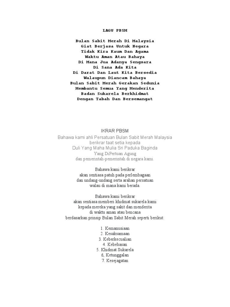 Lagu PBSM | PDF