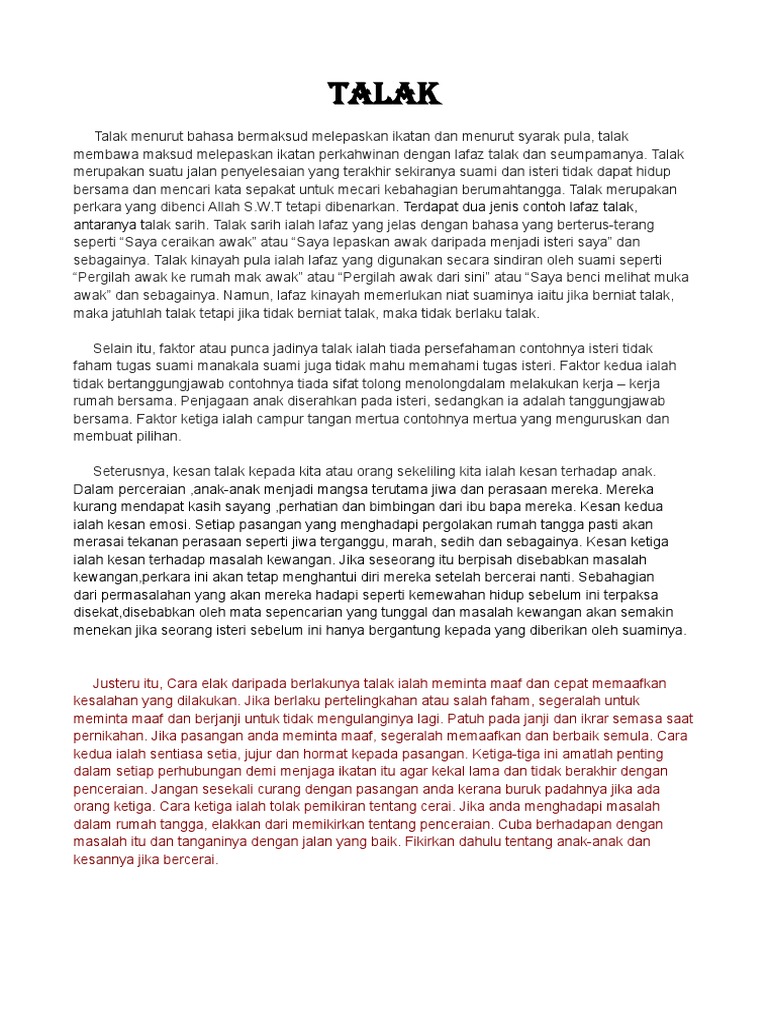 Kajian Kes - Talak | PDF