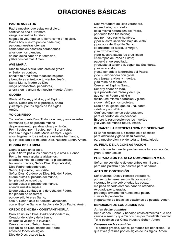 Oraciones Básicas de la Iglesia Católica | PDF | María, madre de Jesús ...