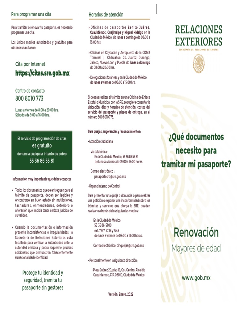 Requisitos Pasaporte Renovación 2022 | PDF | Certificado de nacimiento | Gobierno y personalidad