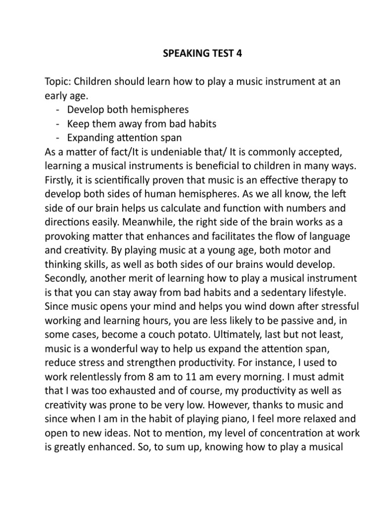 Benefits of Early Music Education for Kids | PDF