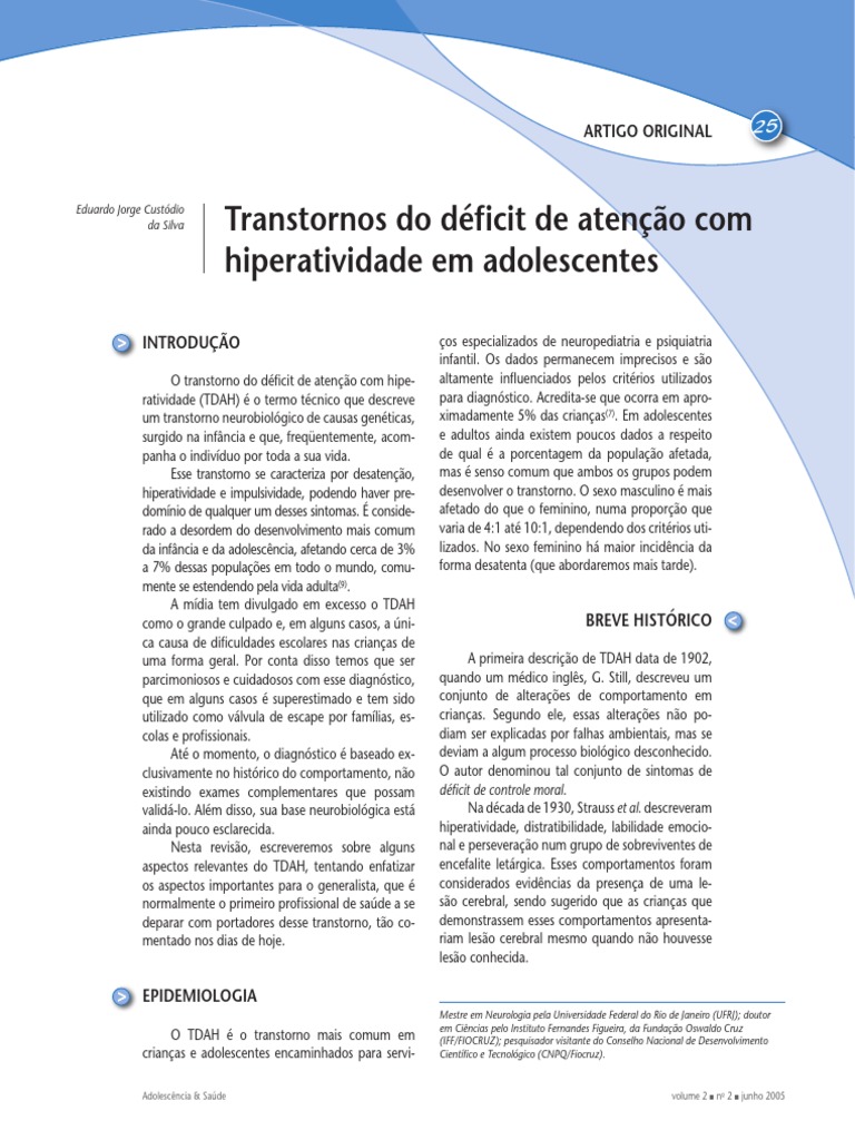 TDAH - ADOLESCENTE - TDAH EM ADOLESCENTES | PDF | Transtorno de déficit ...