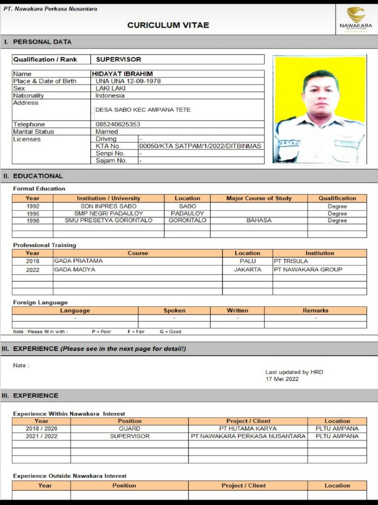 CV HIDAYAT IBRAHIM (Kandidat SPV) | PDF