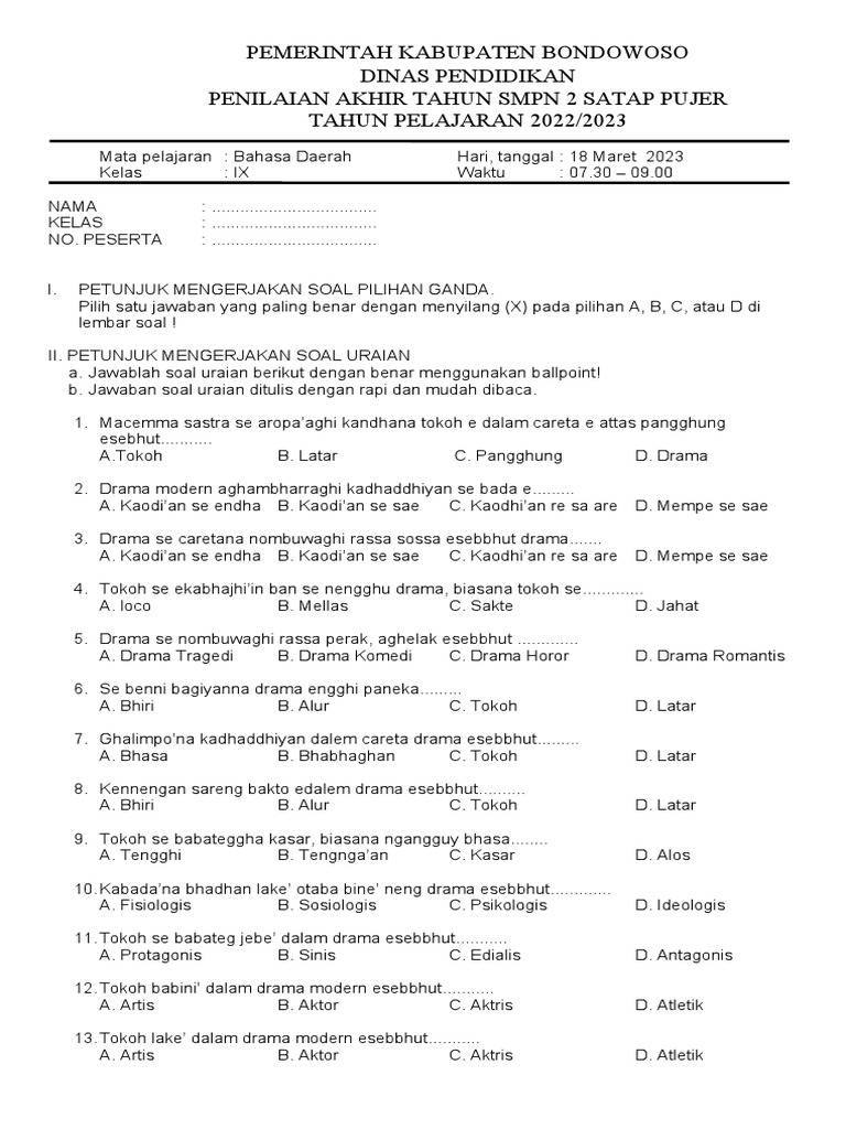 Soal Kelas 9 Semester 2 | PDF | Seni