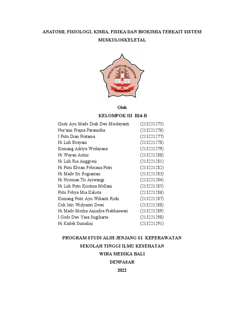 Anatomi, Fisiologi, Kimia, Fisika Dan Biokimia Terkait Sistem Muskuloskeletal - Kelompok Iii B14 ...