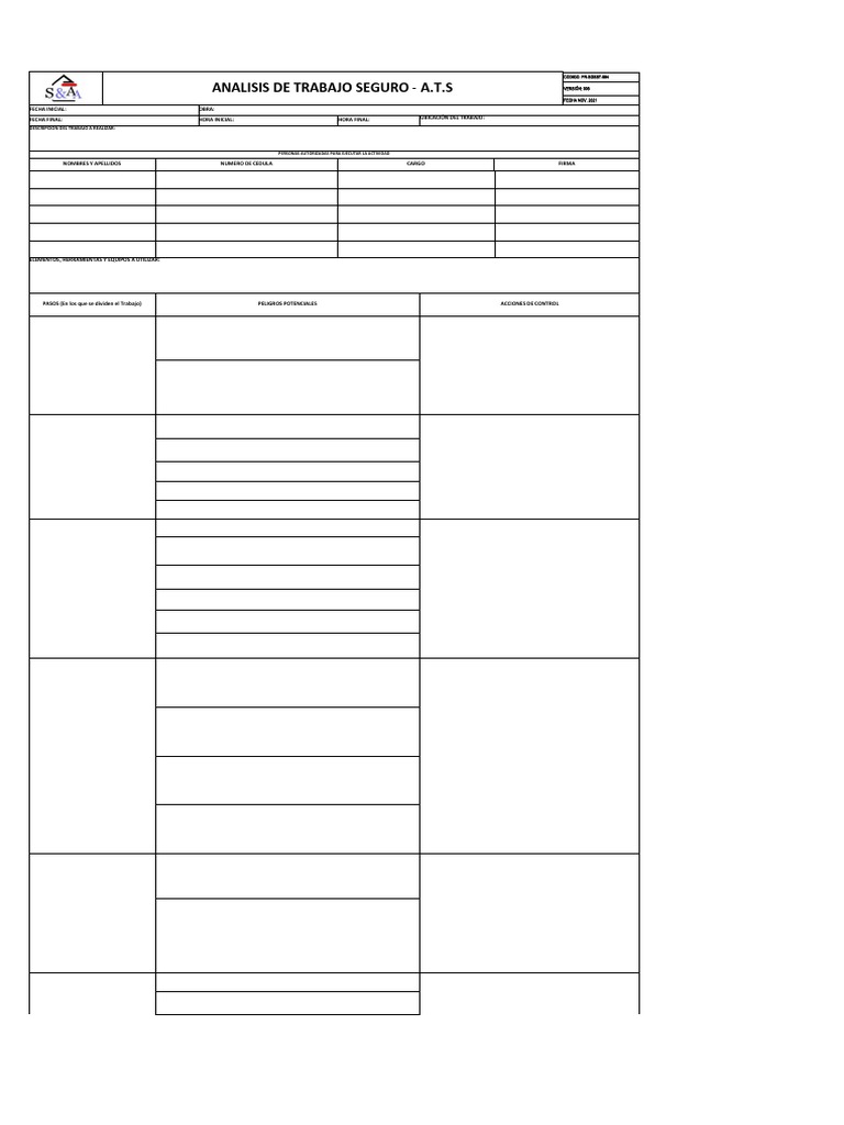 Fr-Sgsst-004-Analisis de Trabajo Seguro Ats | PDF Fr-Sgsst-004-Analisis de Trabajo Seguro Ats | PDF