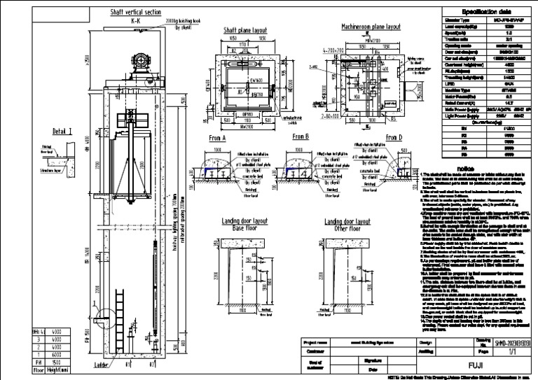 LAYOUT DRAWING FUJI ATLAS ELEVATOR - PROYEK GEDUNG SMART BUILDING ...