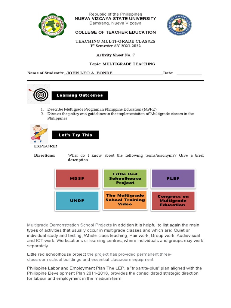 Activity 7 MPPE | PDF | Teachers | United Nations Development Programme