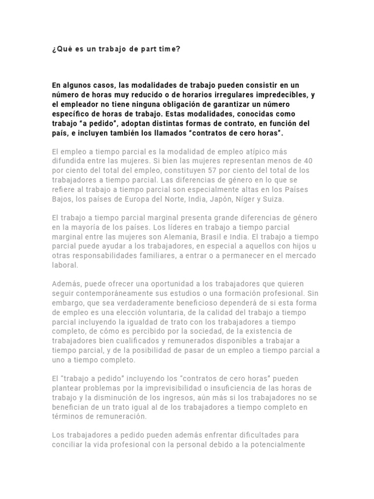 ¿Qué Es Un Trabajo de Part Time? | Descargar gratis PDF | Tiempo de ...