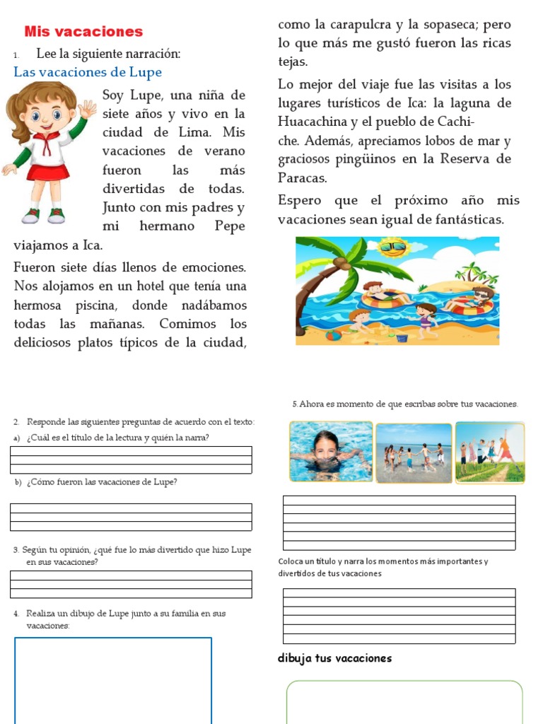 Mis vacaciones de verano con Lupe | PDF | Estudios de idiomas extranjeros