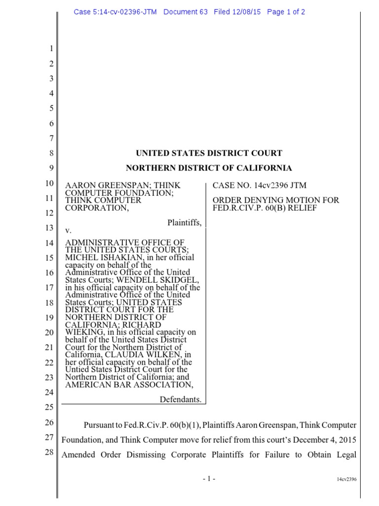 Court Denies Rule 60(b) Motion | PDF | Complaint | Justice