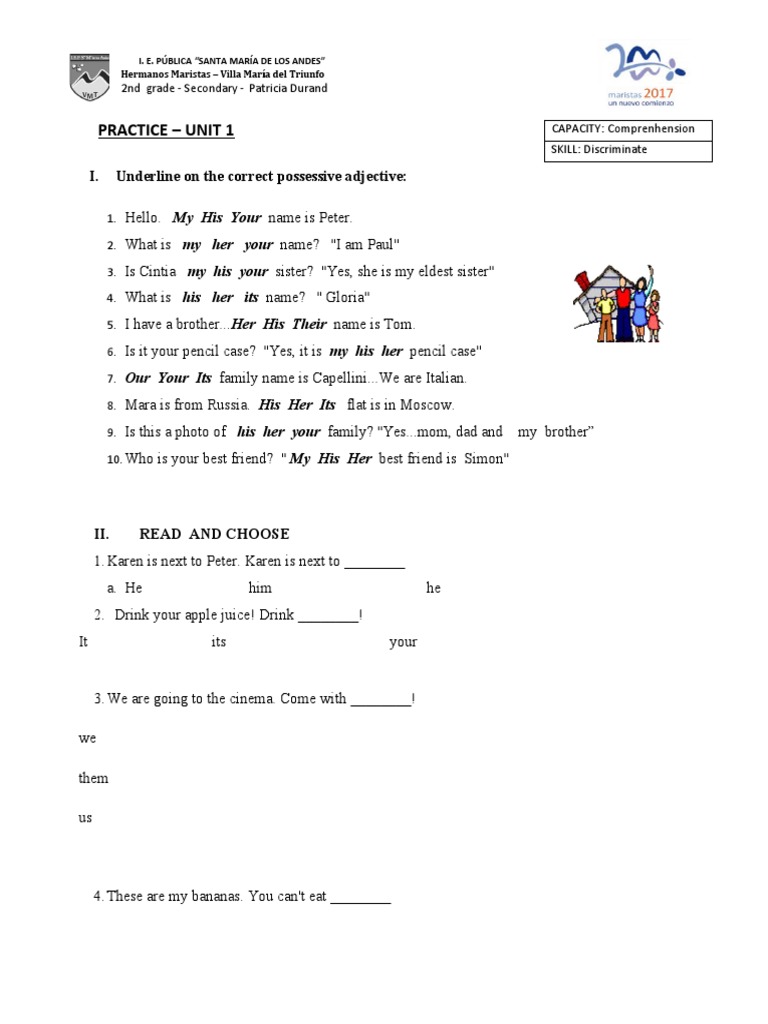 Possessive Adjectives Practice Exercises | PDF
