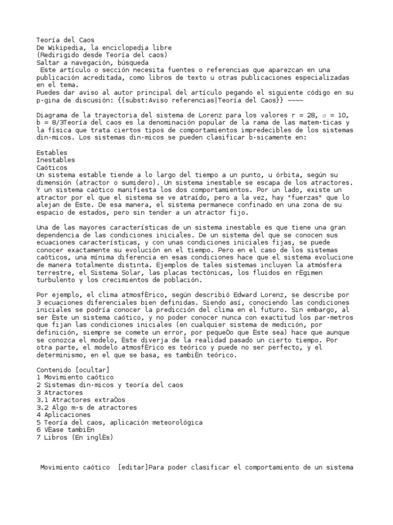 Teoria Del Caos | PDF | Teoría del caos | Atractor