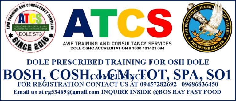 Dole Prescribed Training For Osh Dole Compliance: Bosh, Cosh. LCM, Tot ...