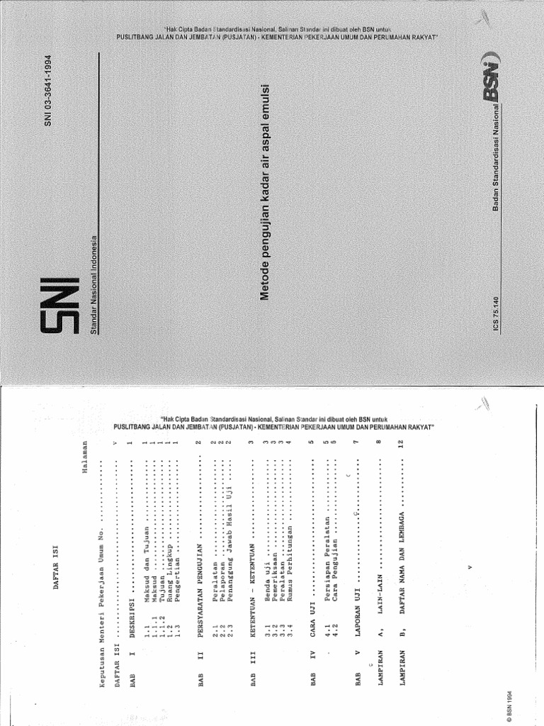 Sni 03-3641-1994 | PDF