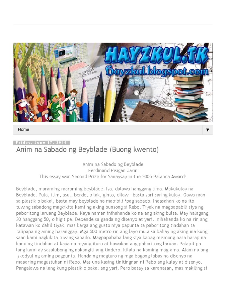 Anim Na Sabado NG Beyblade (Buong Kwento) : Home | PDF