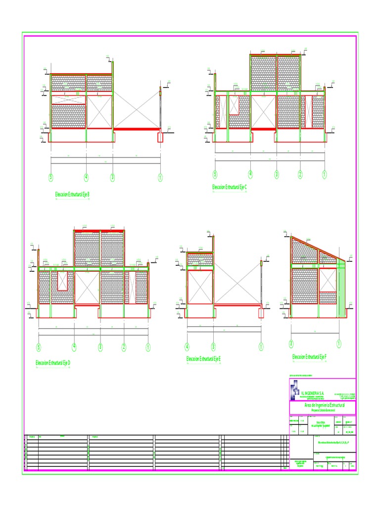 1 3 4 5 Elevacion Estructural Eje B Elevacion Estructural Eje C 1 2 3 4 ...