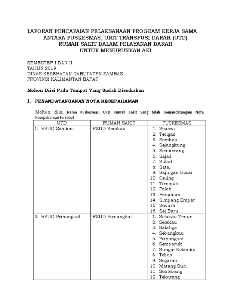 Laporan Pencapaian Pelaksanaan Program Kerja Sama | PDF