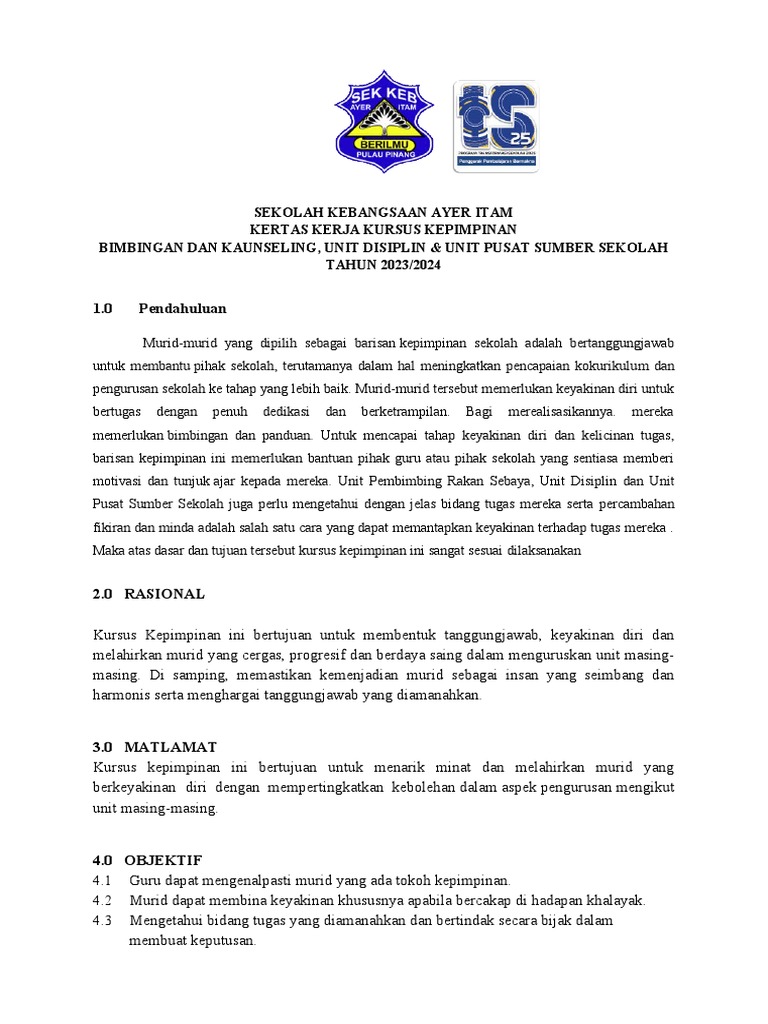 Kertas Kerja Program Kem Kepimpinan | PDF