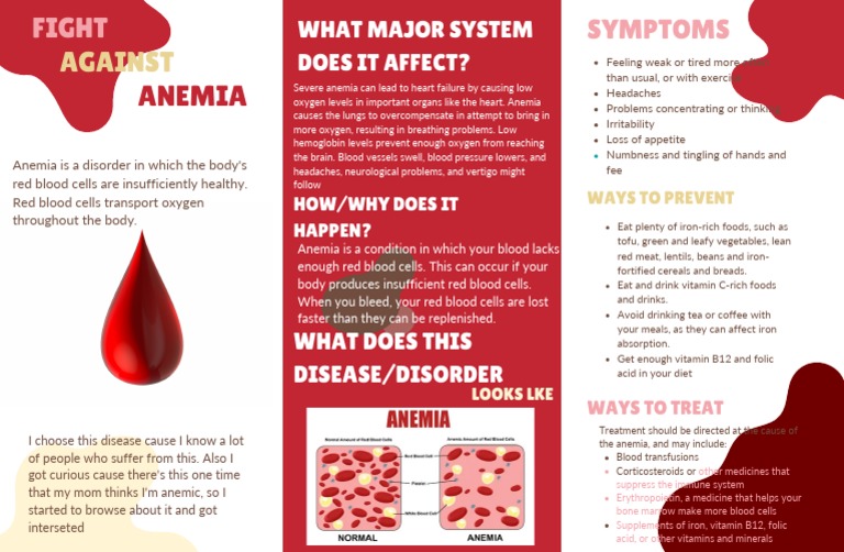 Anemia Brochure | PDF | Anemia | Blood