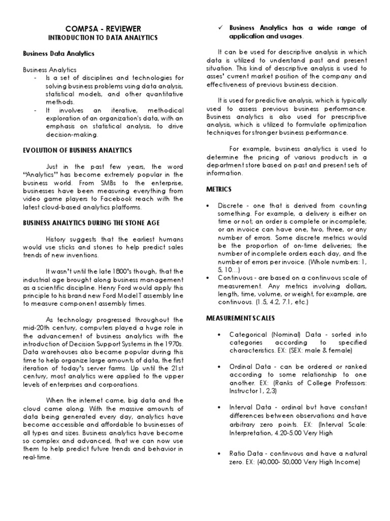 Compsa - Reviewer | PDF | Analytics | Decision Making