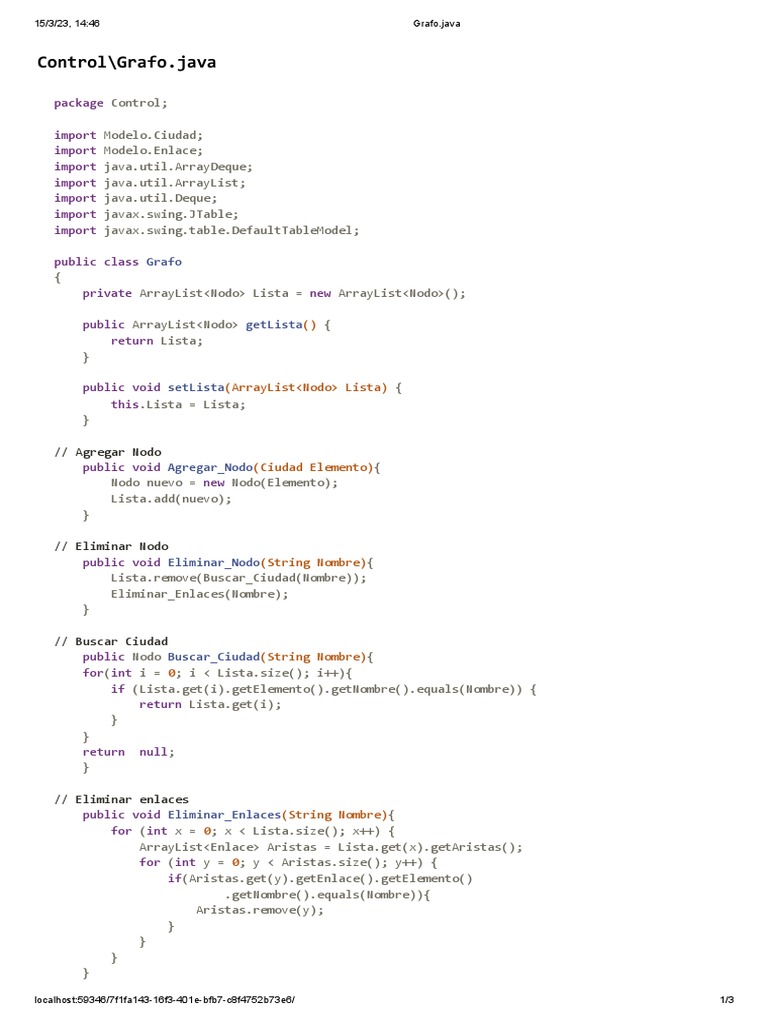 Control/Grafo Java | PDF | Ciencias de la Computación | Desarrollo de software